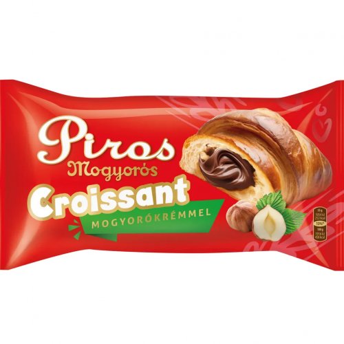 Piros mogyorós croissant kakaós-mogyorós krémmel töltve, 55 g/Röd hass ...